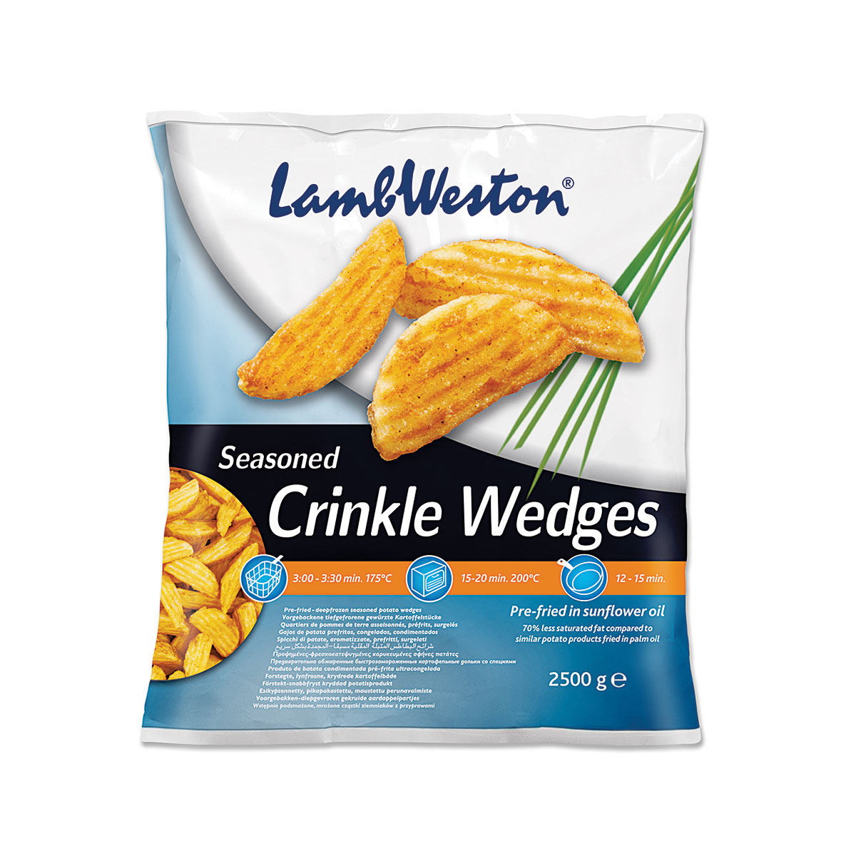 Seasoned Crinkle Wedges Skin-On 2.5kg
